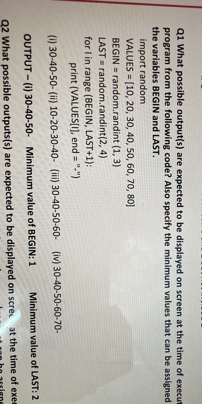 Q1 What possible output(s) are expected to | StudyX