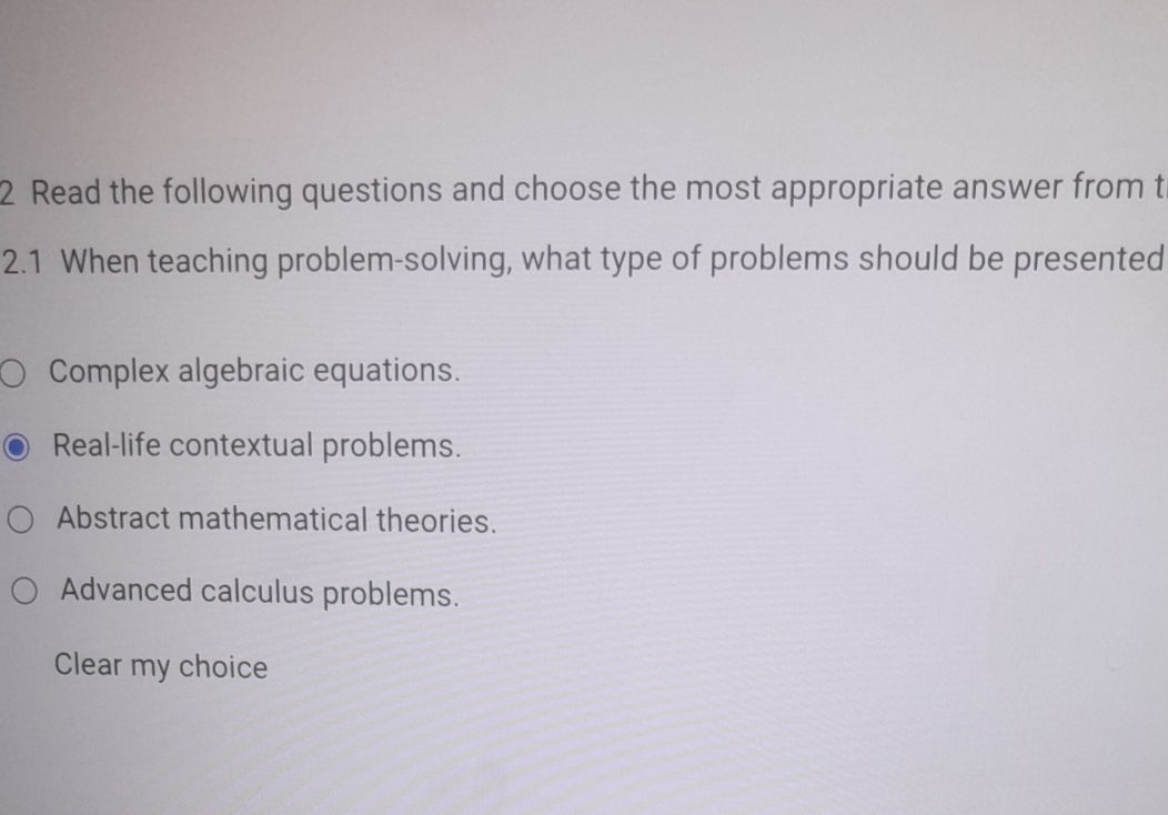 2.1 When teaching problem-solving, what type | StudyX