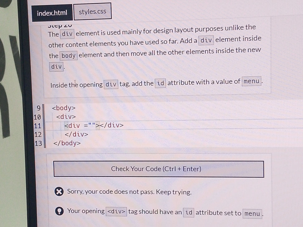 Step 20 The div element is used mainly for | StudyX
