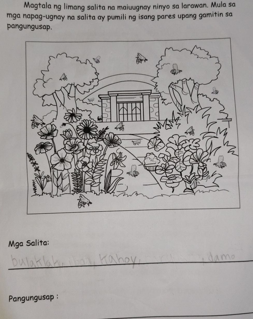 Magtala ng limang salita na maiuugnay ninyo | StudyX