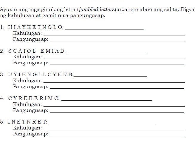 Ayusin ang mga ginulong letra (jumbled | StudyX
