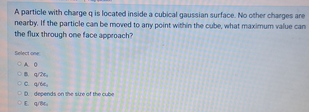 A particle with charge q is located inside a | StudyX