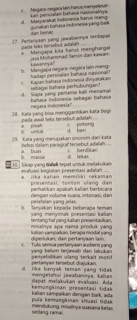 27. Pertanyaan yang jawabannya terdapat pada | StudyX