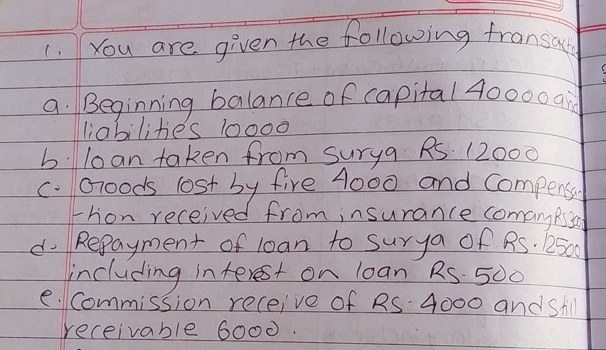 1. You are given the following transactions: | StudyX