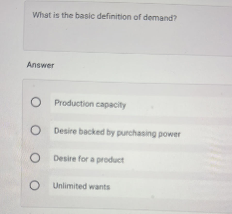 What is the basic definition of demand? | StudyX