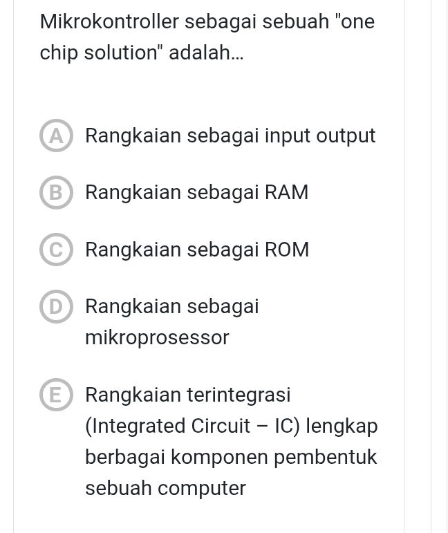 Mikrokontroller sebagai sebuah "one chip | StudyX