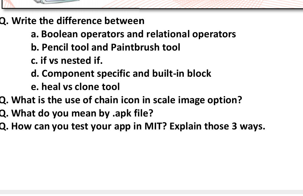 Q. Write the difference between a. Boolean | StudyX