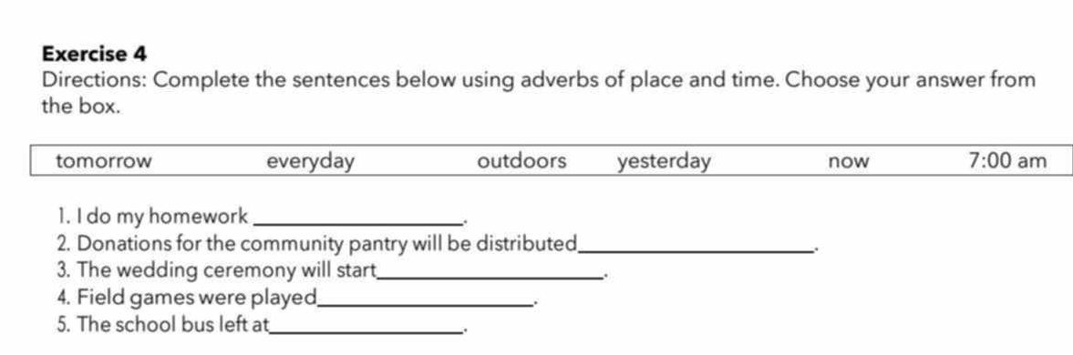Exercise 4 Directions: Complete the | StudyX