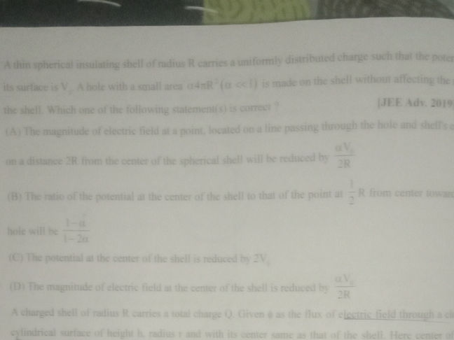 A thin spherical insulating shell of radius | StudyX