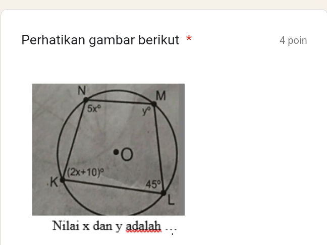 Perhatikan gambar berikut Nilai x dan y | StudyX