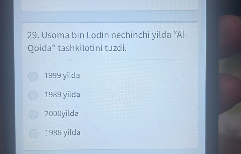 29. Usoma bin Lodin nechinchi yilda | StudyX