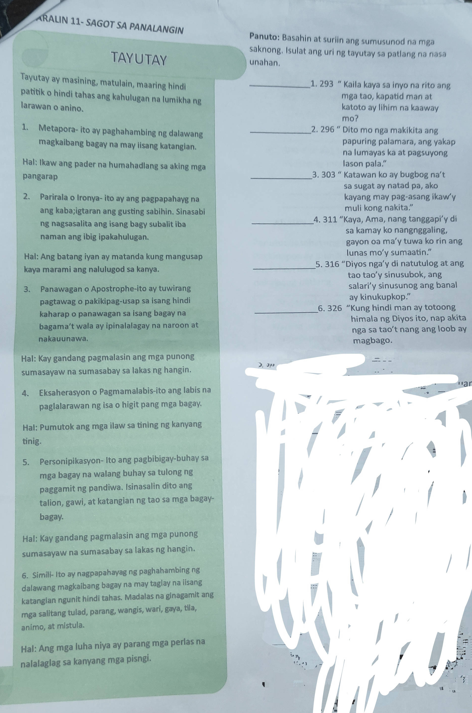 Panuto: Basahin at suriin ang sumusunod na | StudyX