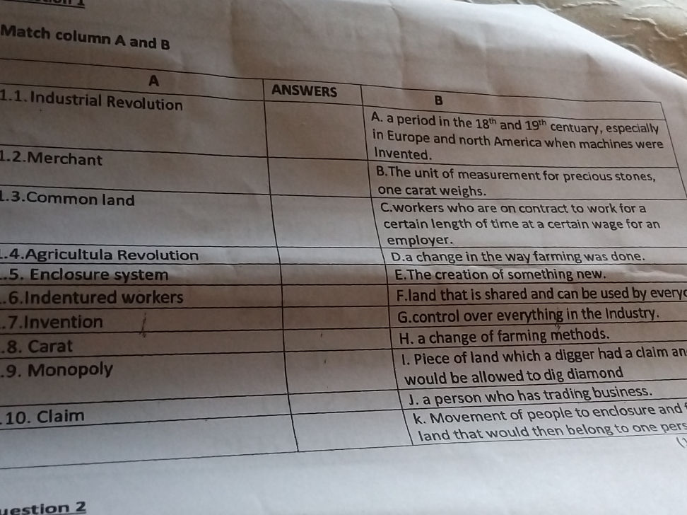Match column $A$ and $B$ | StudyX