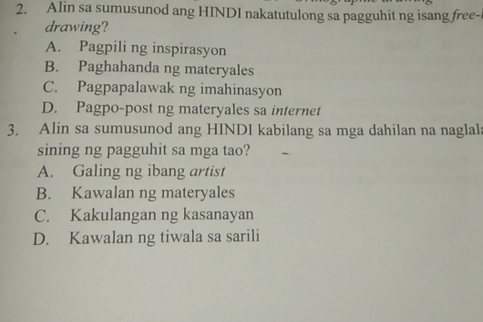 2. Alin sa sumusunod ang HINDI nakatutulong | StudyX