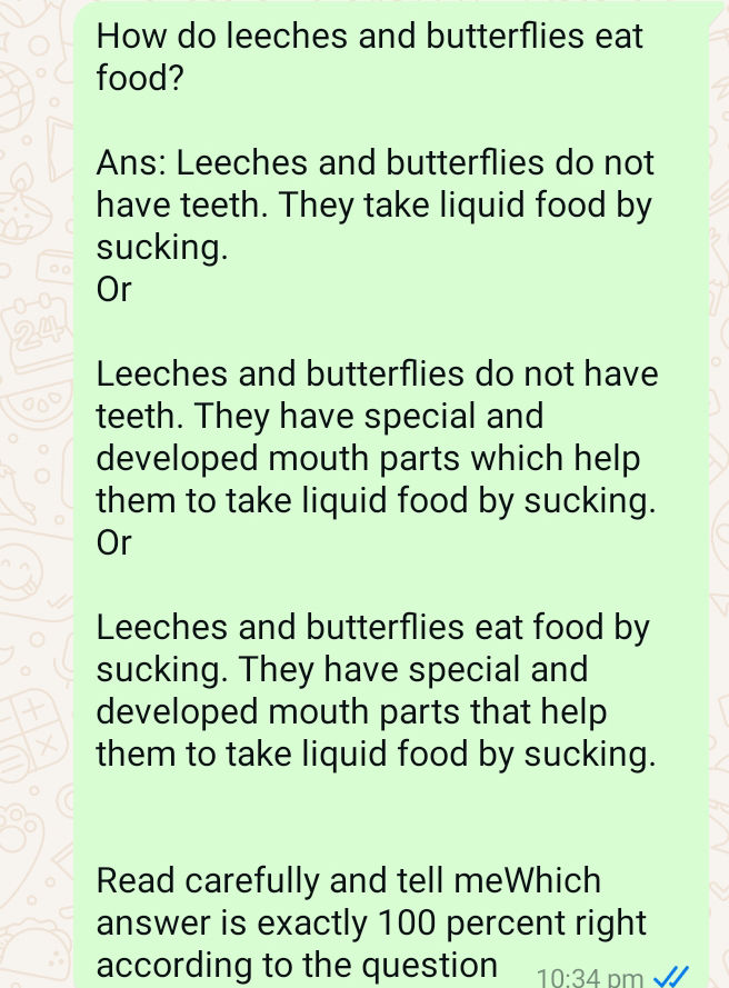 How do leeches and butterflies eat food? | StudyX