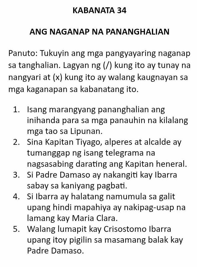 KABANATA 34 ANG NAGANAP NA PANANGHALIAN | StudyX