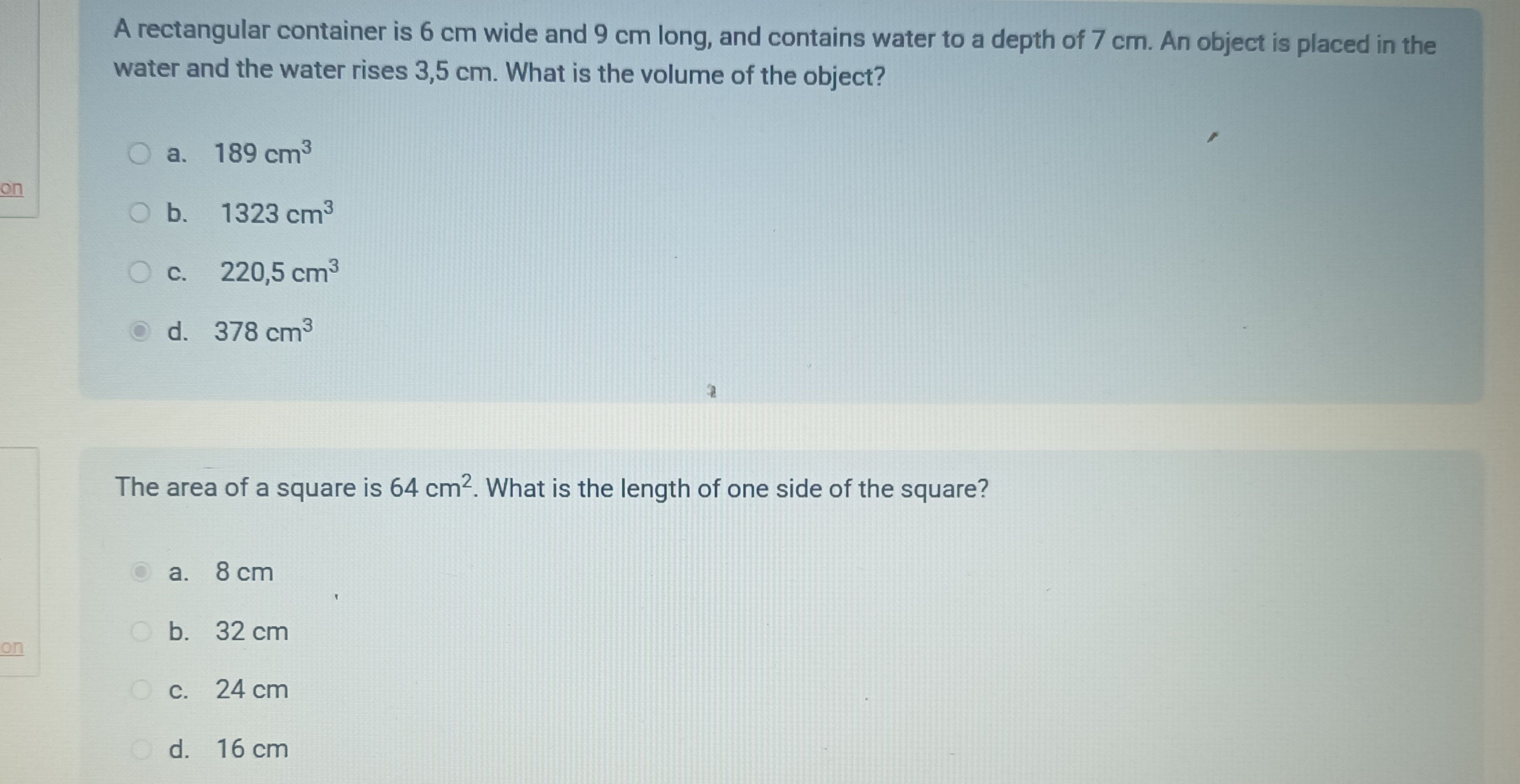 A rectangular container is 6 cm wide and 9 | StudyX