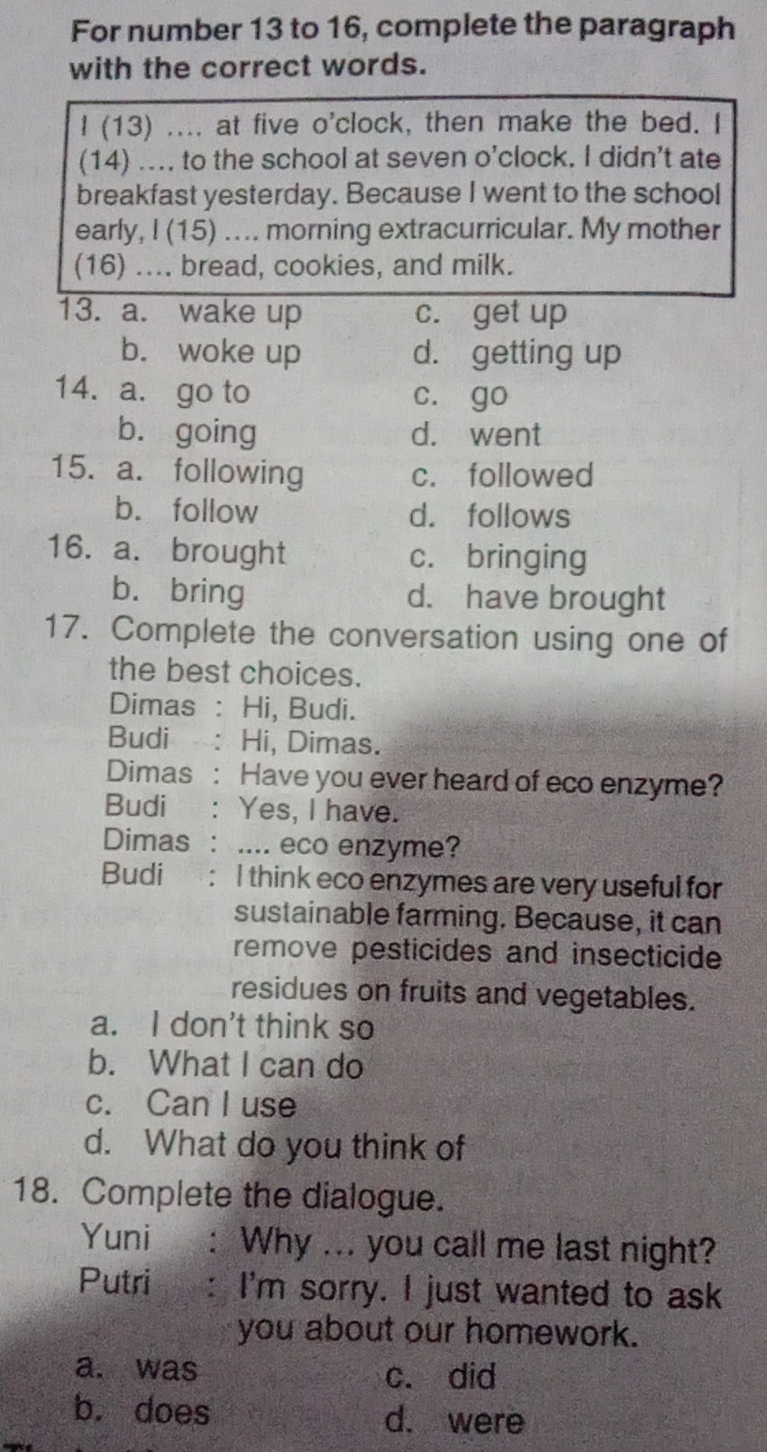 For number 13 to 16, complete the paragraph | StudyX