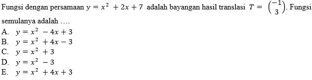 Fungsi dengan persamaan $y = x^2 + 2x + 7$ | StudyX