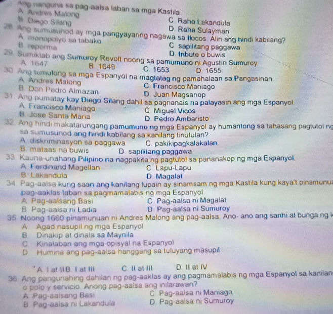 28. Ang sumusunod ay mga pangyayaring nagawa | StudyX