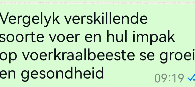 Vergelyk verskillende soorte voer en hul | StudyX