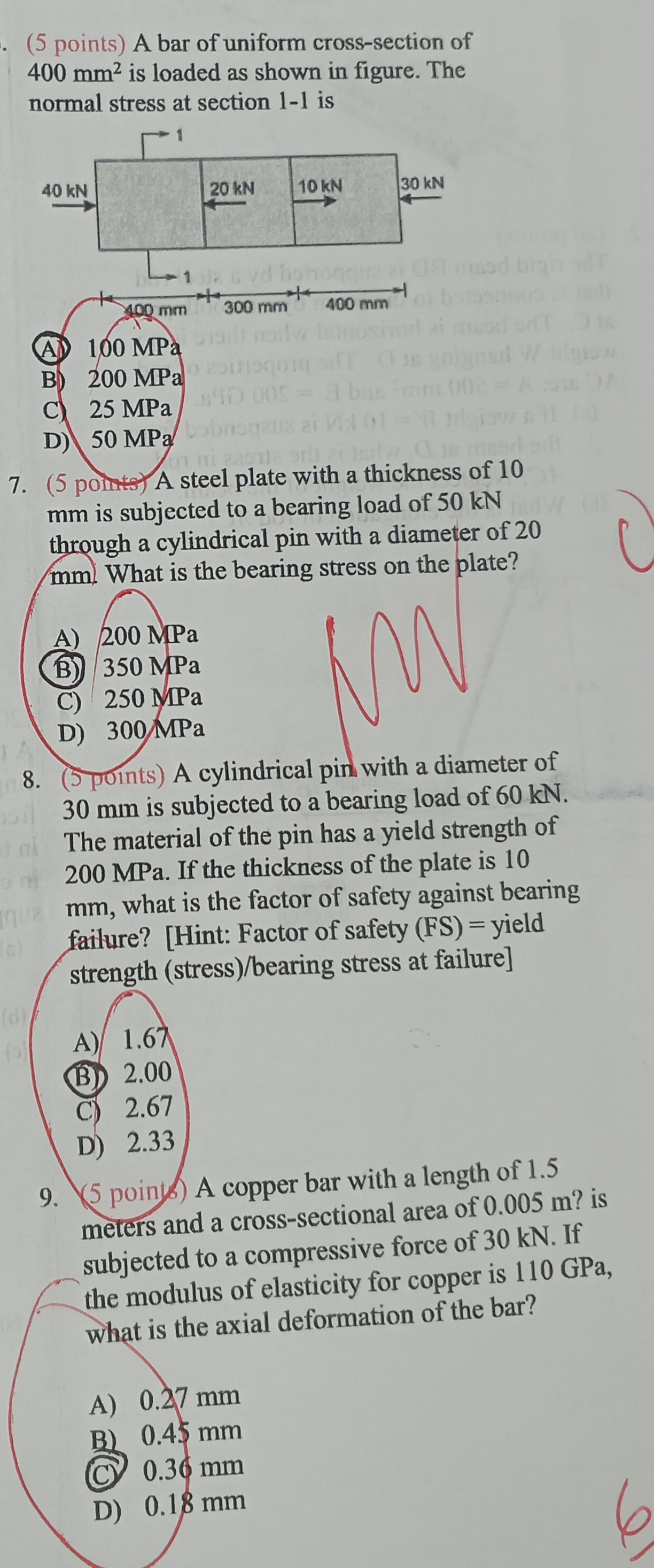 6. (5 points) A bar of uniform cross-section | StudyX