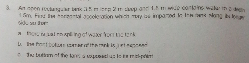 3. An open rectangular tank 3.5 m long 2 m | StudyX