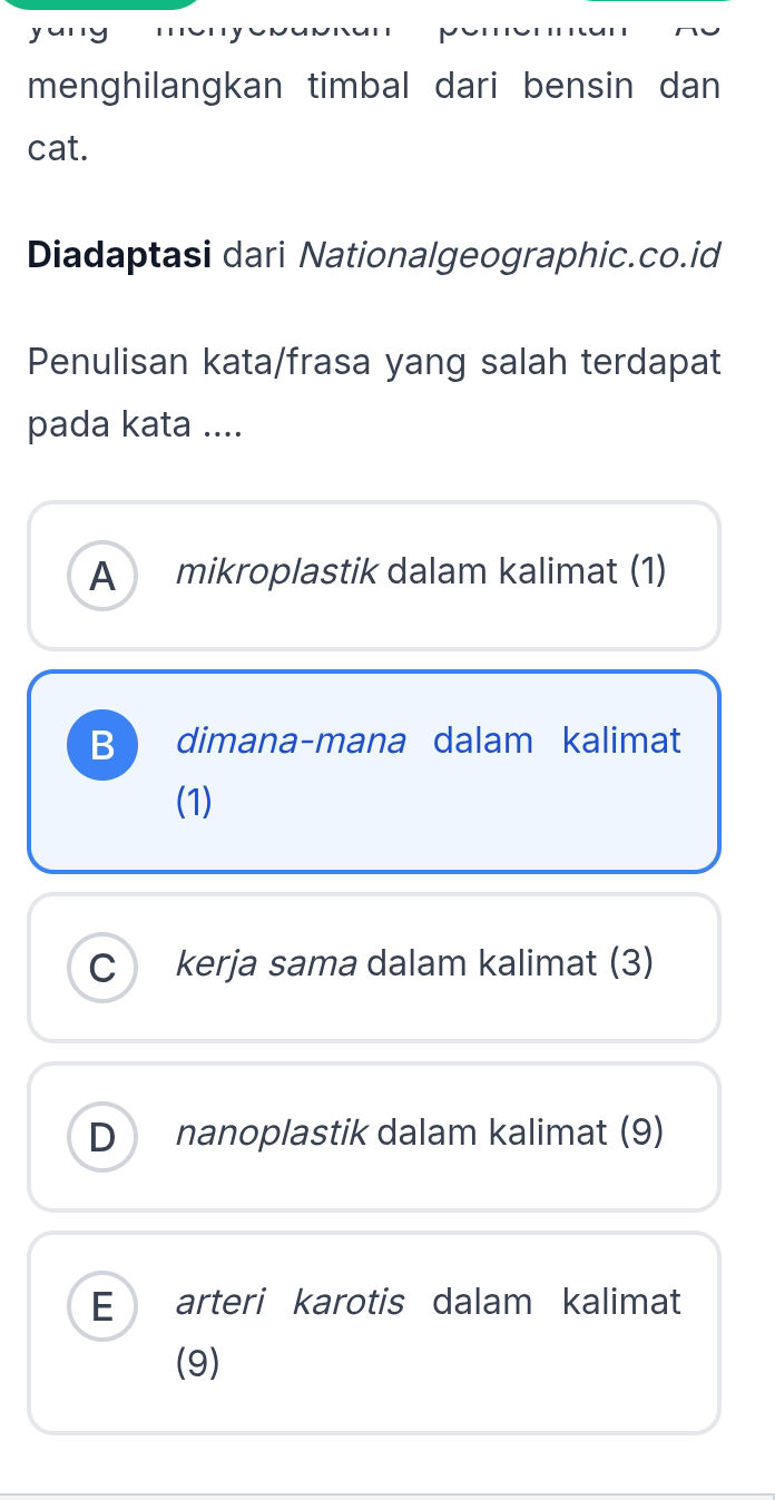 Penulisan kata/frasa yang salah terdapat | StudyX