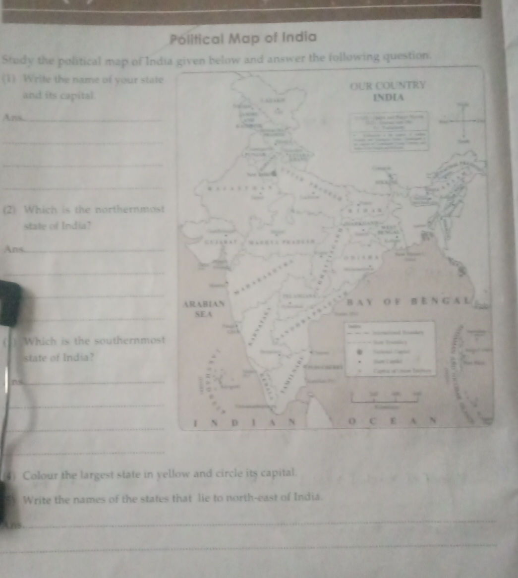 Political Map of India Study the political | StudyX