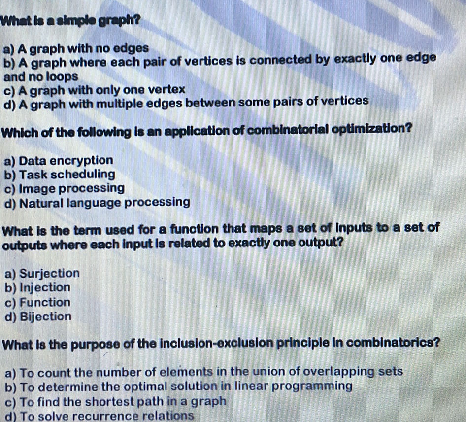 What is a simple graph? a) A graph with no | StudyX