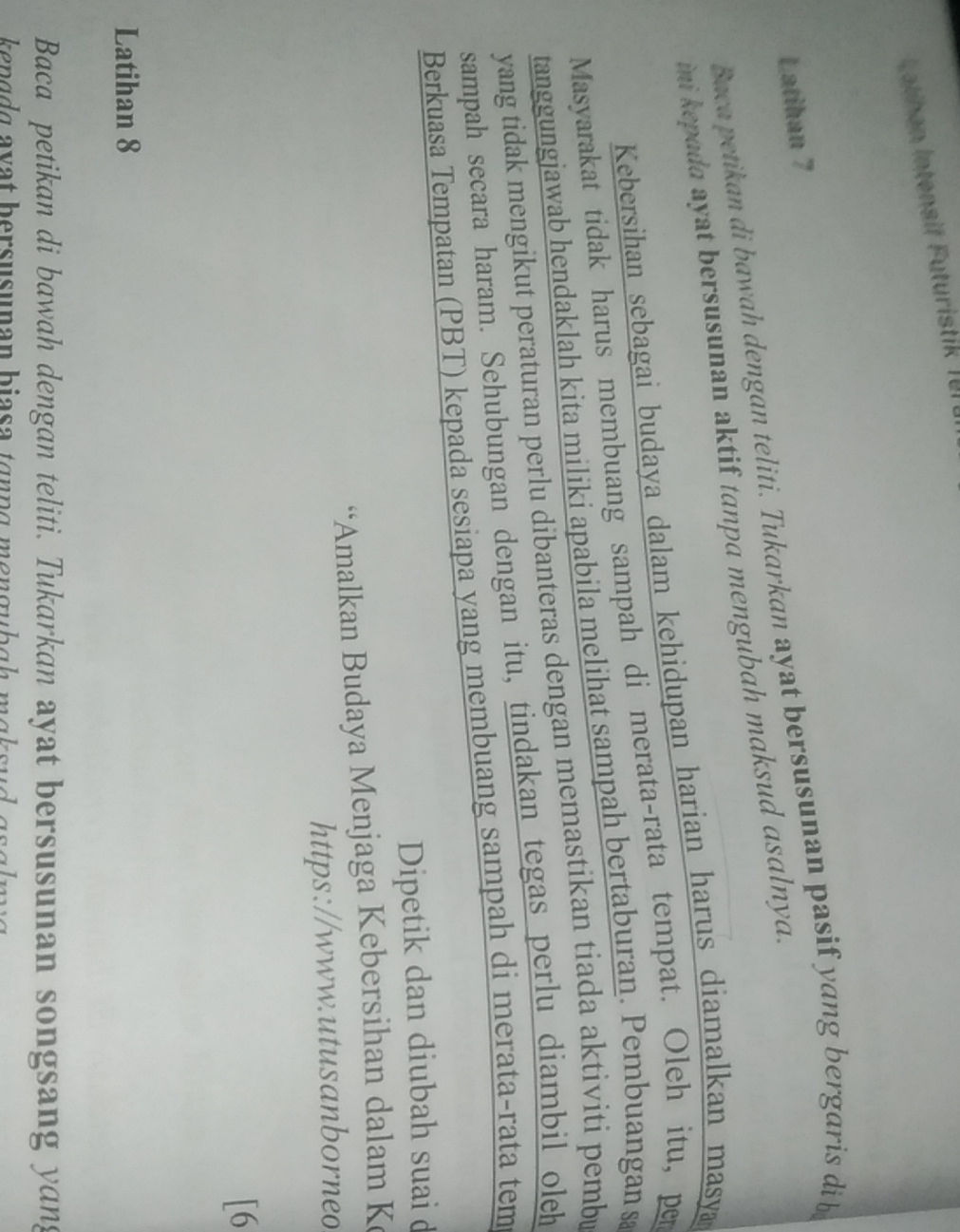 Latihan 7 Baca petikan di bawah dengan | StudyX