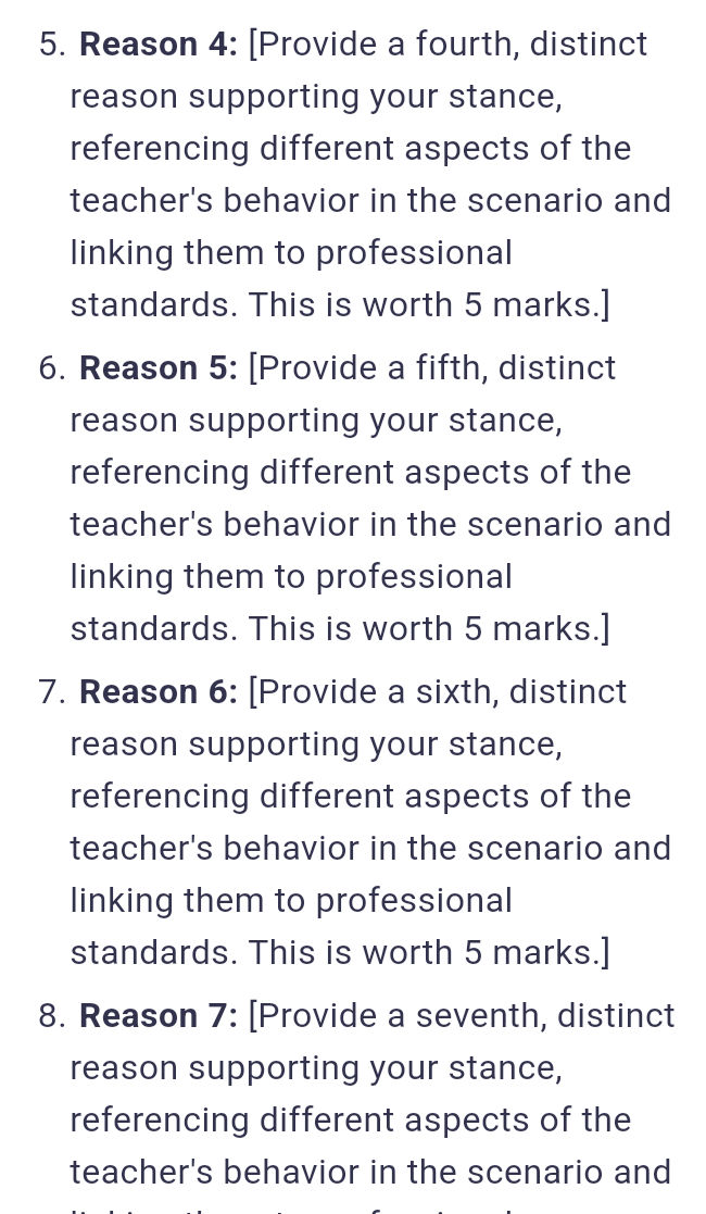 5. Reason 4: [Provide a fourth, distinct | StudyX