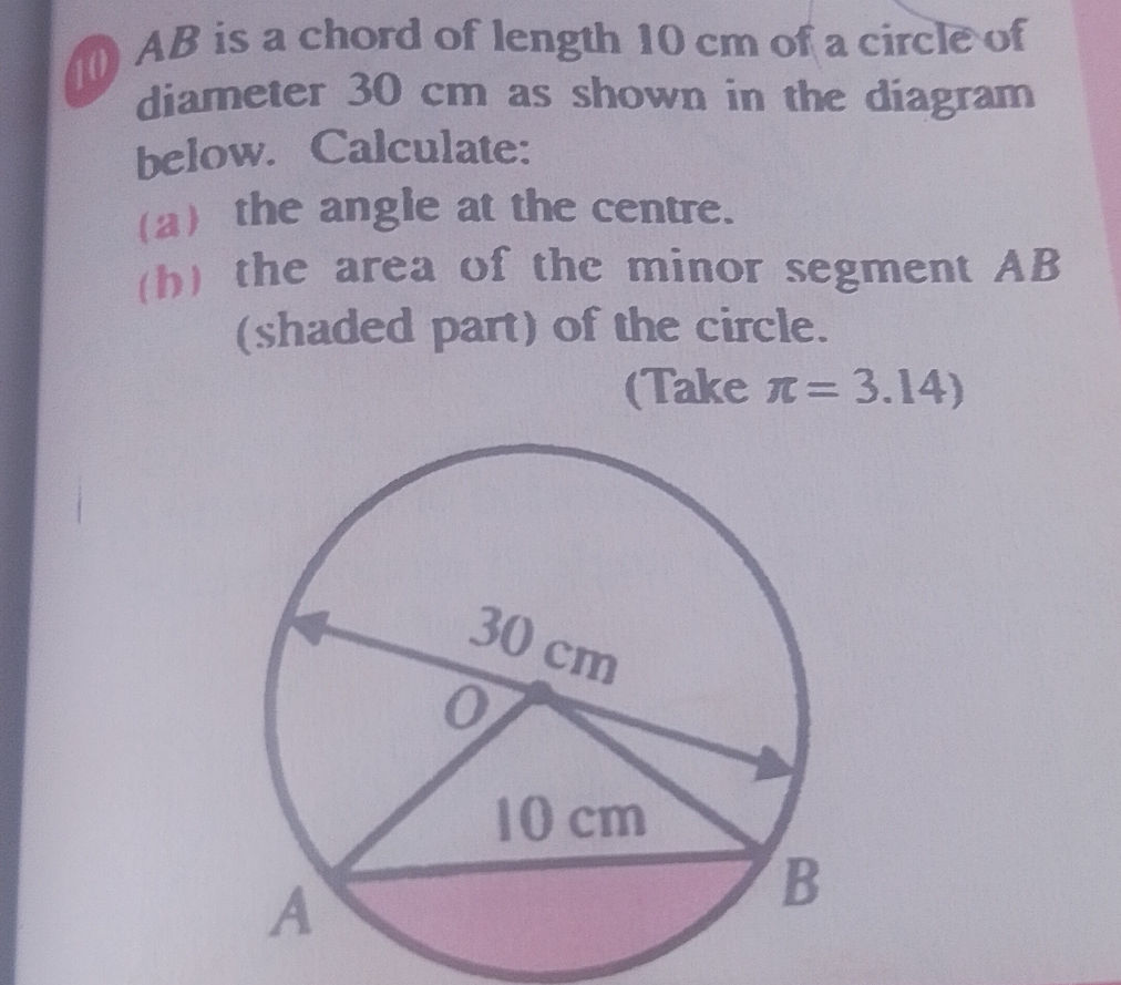 AB is a chord of length 10 cm of a circle of | StudyX