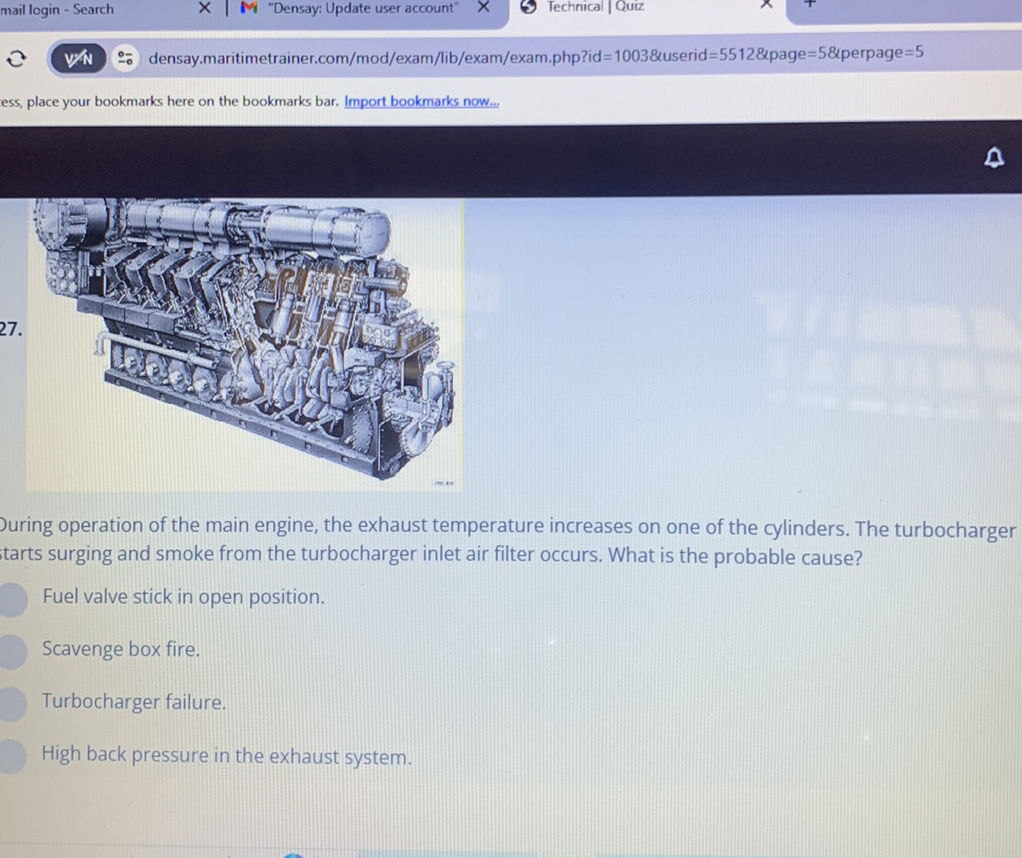 During operation of the main engine, the | StudyX