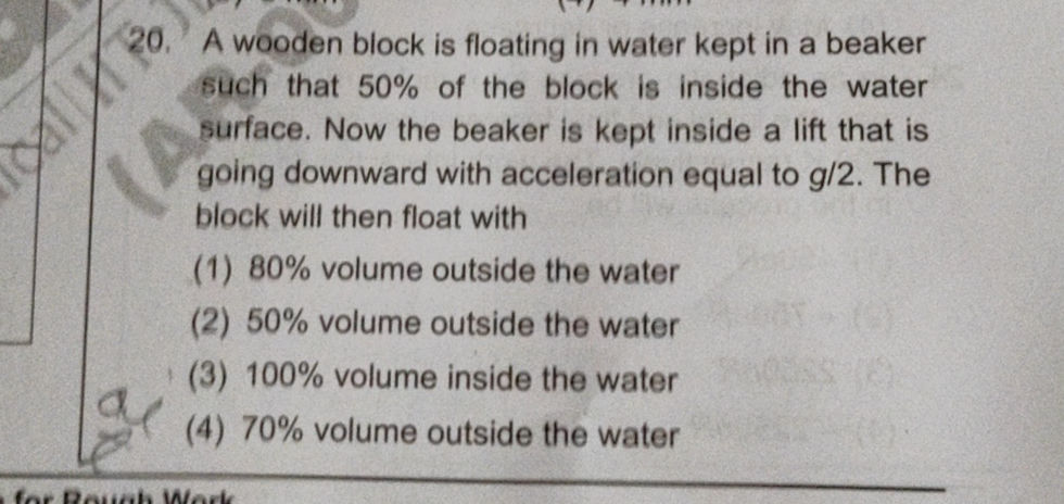 20. A wooden block is floating in water kept | StudyX