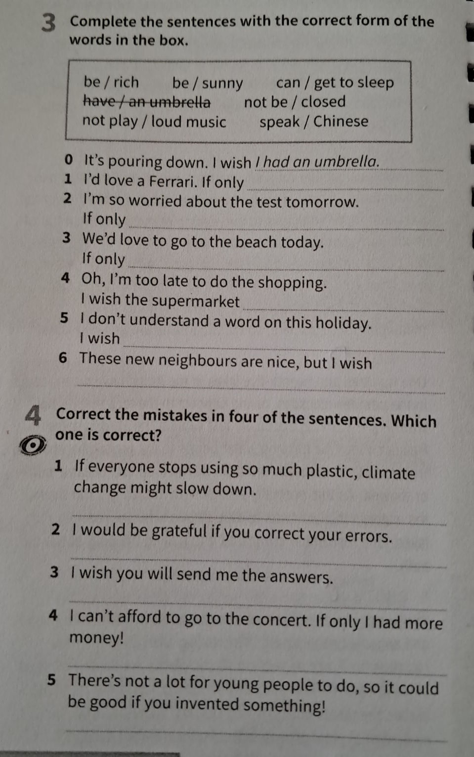 3 Complete the sentences with the correct | StudyX