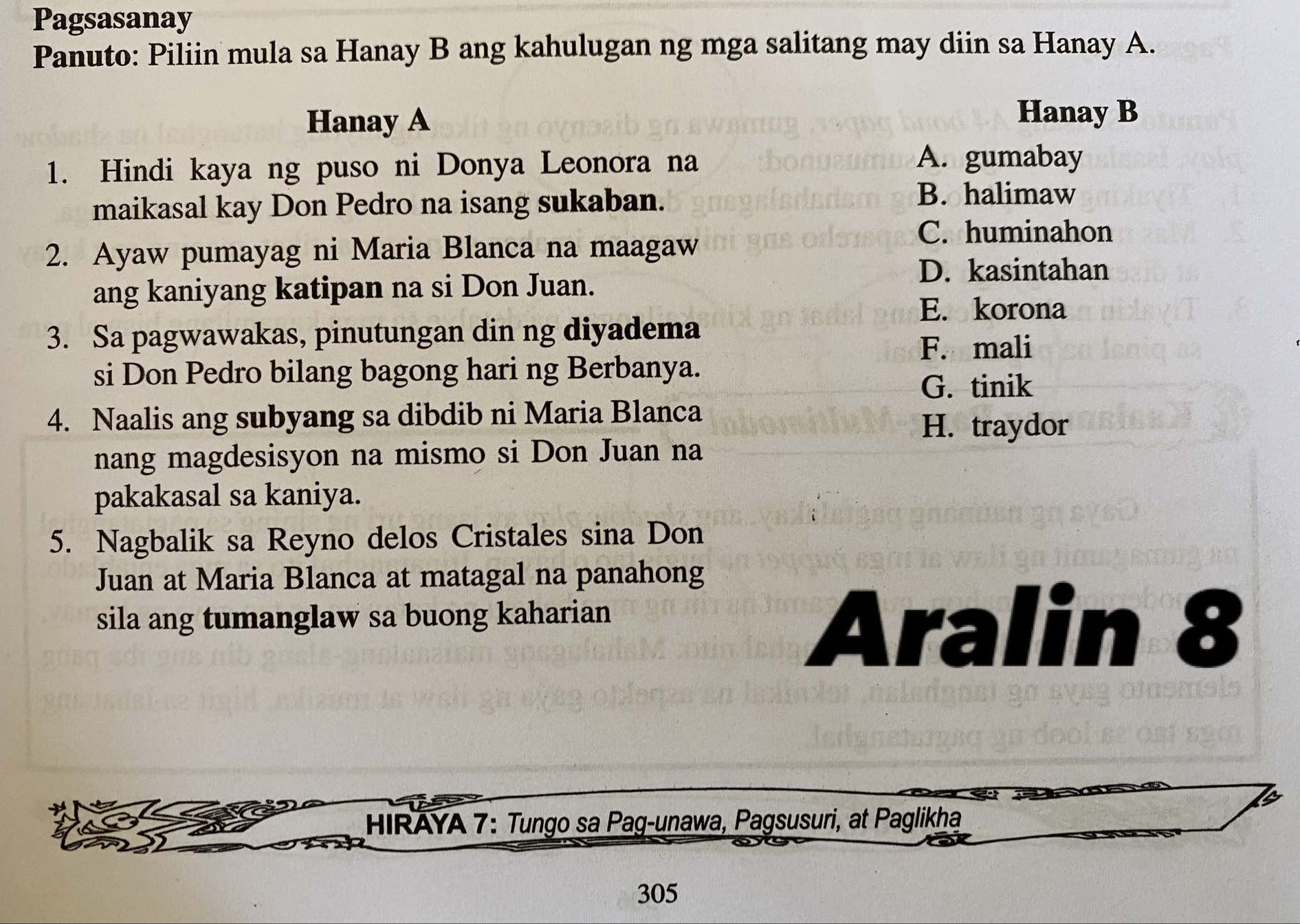 Pagsasanay Panuto: Piliin mula sa Hanay B | StudyX