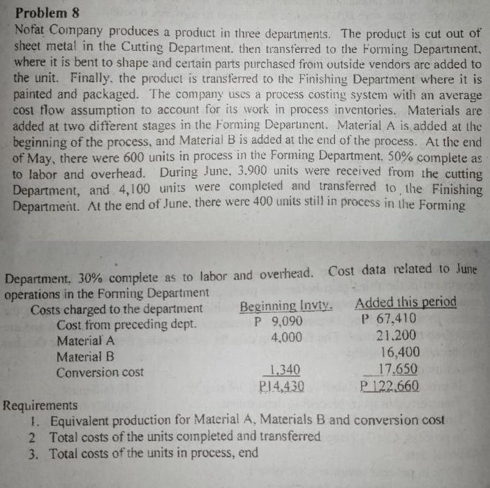 Problem 8 Nofat Company produces a product | StudyX