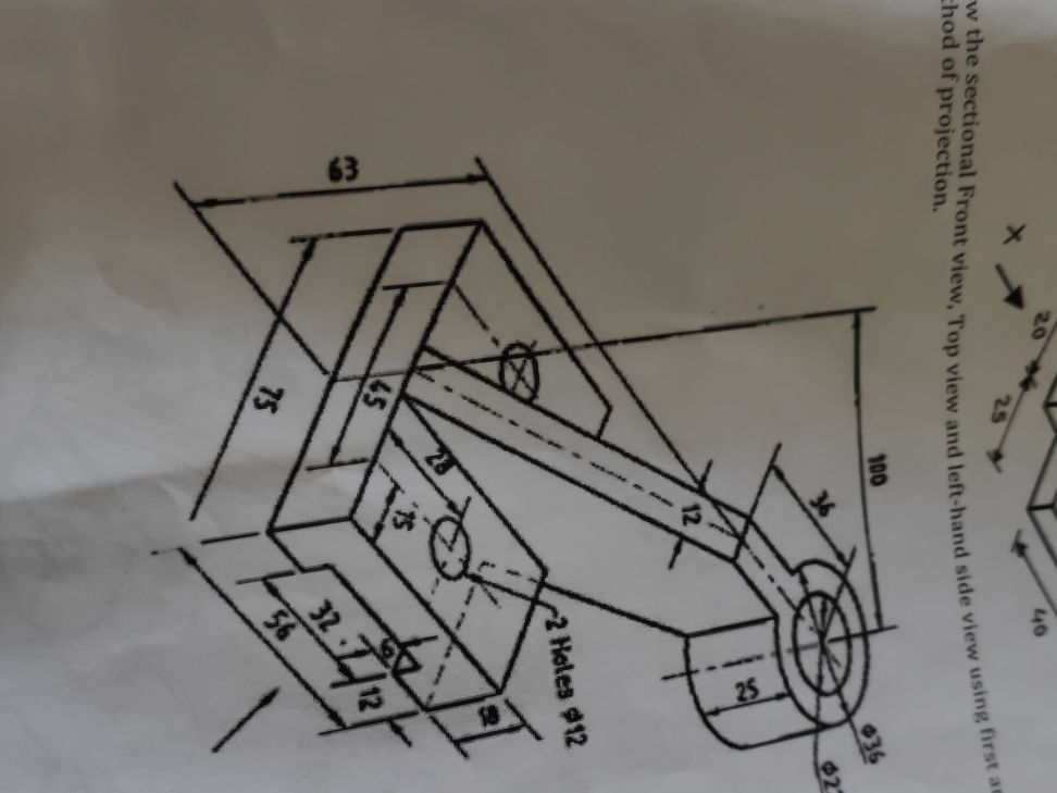 w the sectional Front view, Top view and | StudyX