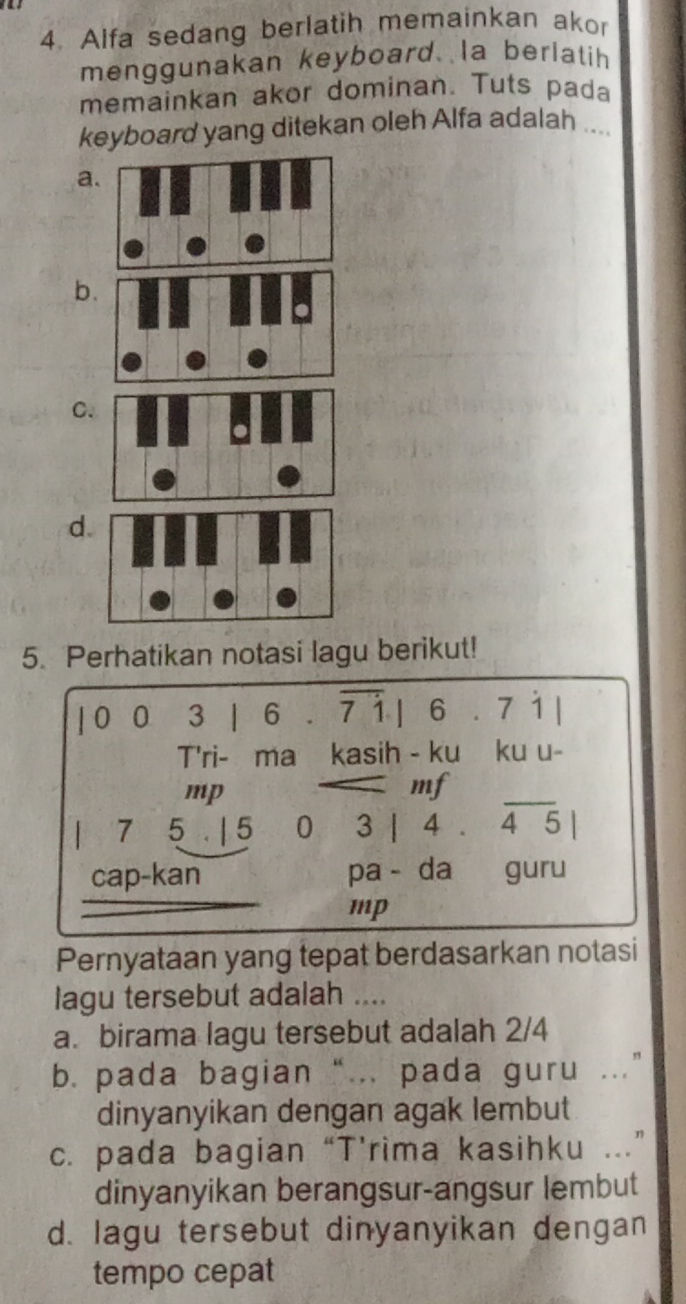 4. Alfa sedang berlatih memainkan akor | StudyX