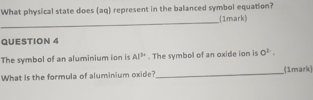 What physical state does (aq) represent in | StudyX