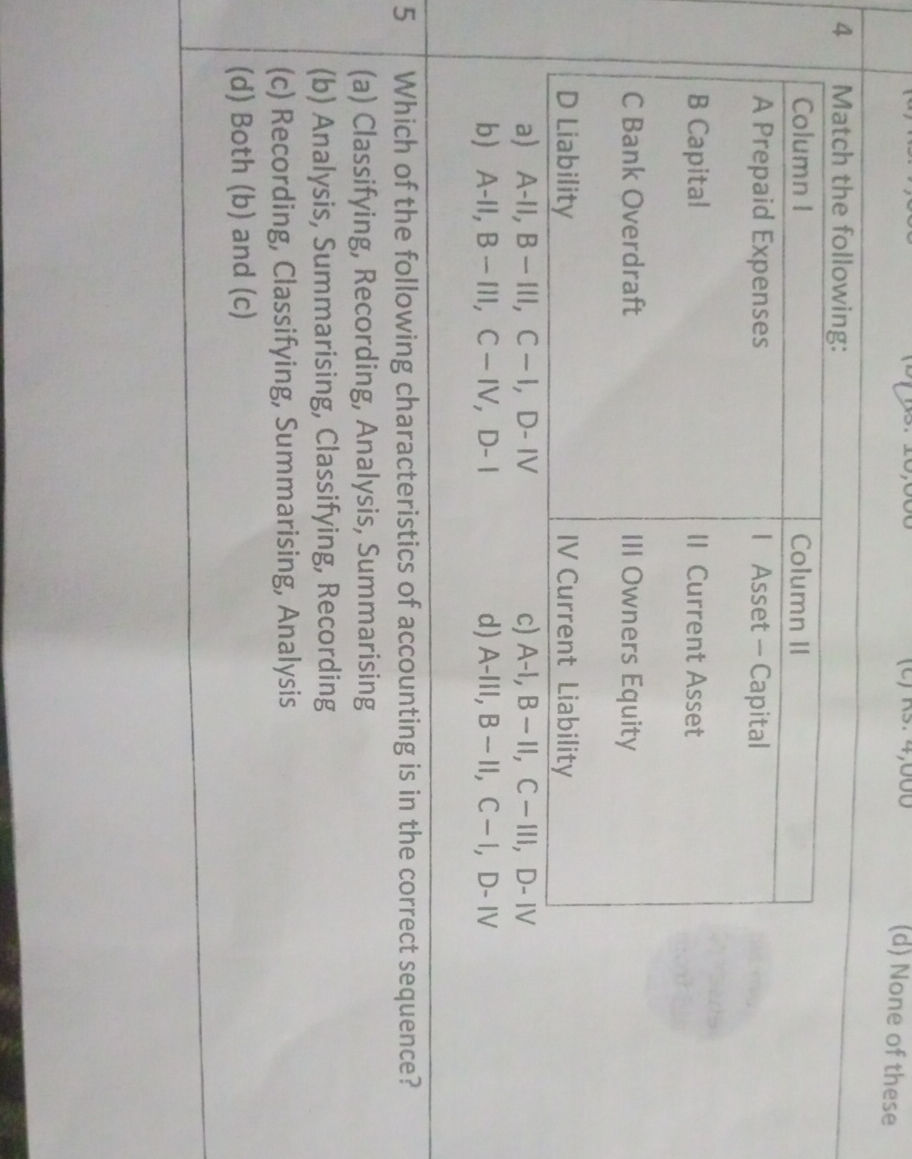 4 Match the following: | Column I | Column | StudyX