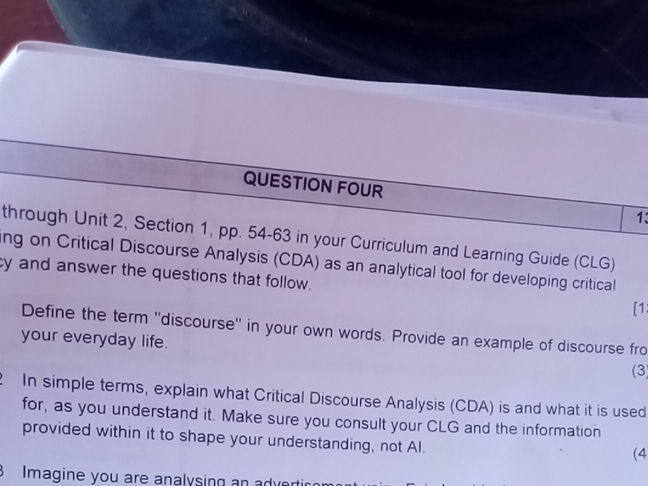 QUESTION FOUR through Unit 2, Section 1, | StudyX