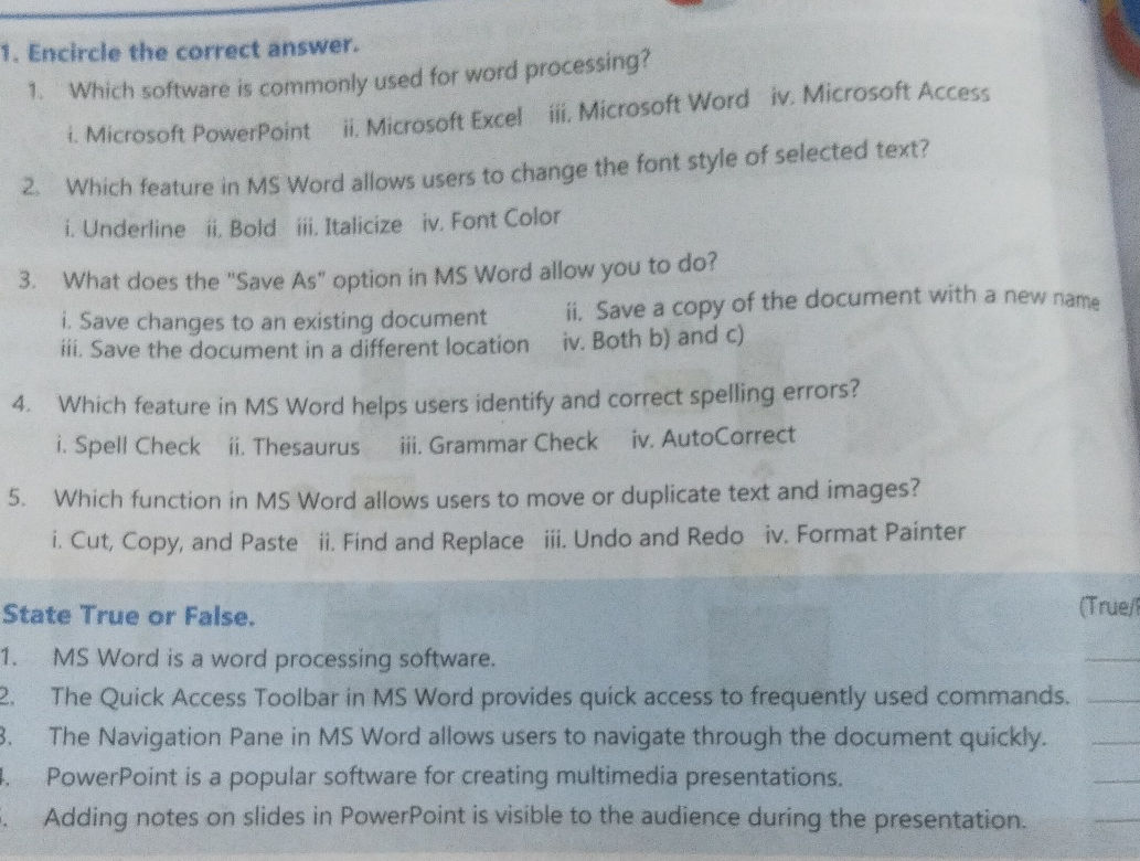 1. Encircle the correct answer. 1. Which | StudyX