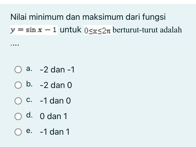 Nilai minimum dan maksimum dari fungsi $y = | StudyX