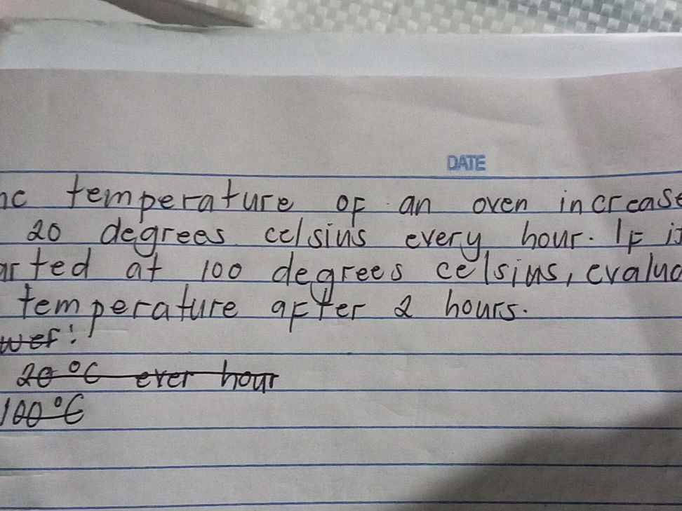 The temperature of an oven increases 20 | StudyX