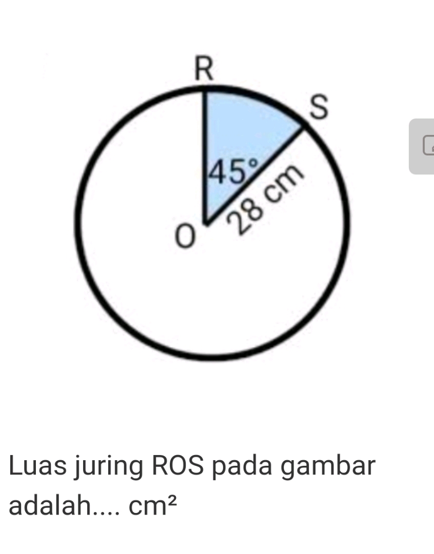 Luas juring ROS pada gambar adalah.... cm² | StudyX