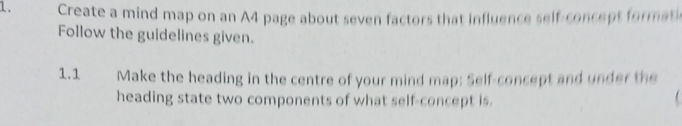 1. Create a mind map on an A4 page about | StudyX