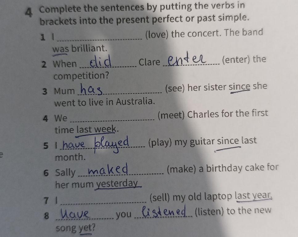 4. Complete the sentences by putting the | StudyX