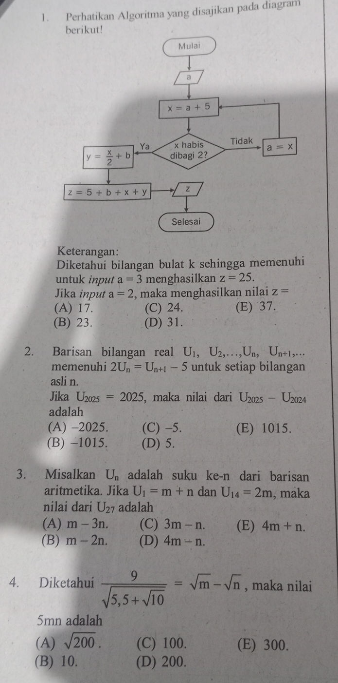 1. Perhatikan Algoritma yang disajikan pada | StudyX